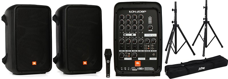 JBL EON208P Portable PA System Bundle with On-Stage Stands | Reverb