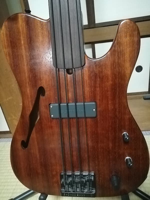 Warmoth Fretless Semi-Hollow Tele Bass 2019 Natural Oil. | Reverb