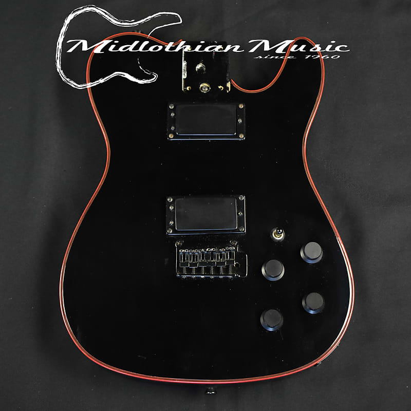 Telecaster Style Body w/Pickups - Black Gloss/Red Binding | Reverb