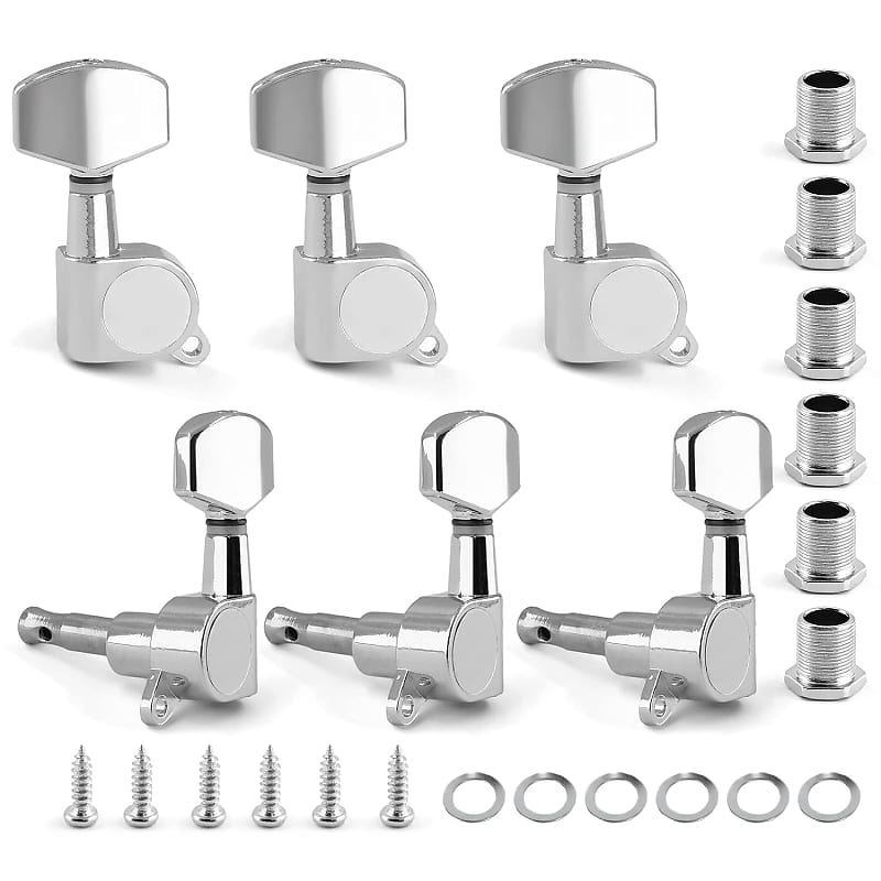 Silver Sealed Guitar Tuners Pegs, 3L+3R String Tuning Pegs | Reverb