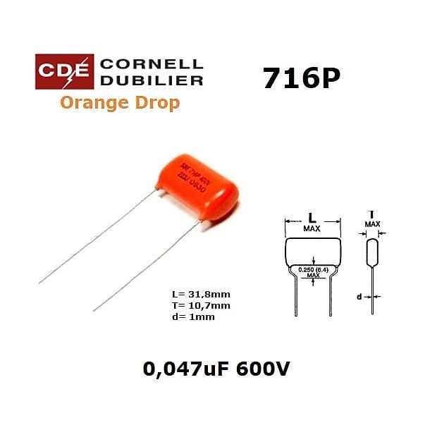 Orange Drop 716P, 0,047uF/600V, polypropylene capacitor | Reverb