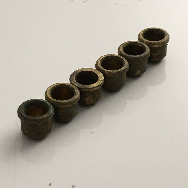6 Relic Aged Brass Tele Body String Ferrules Relic for Custom | Reverb