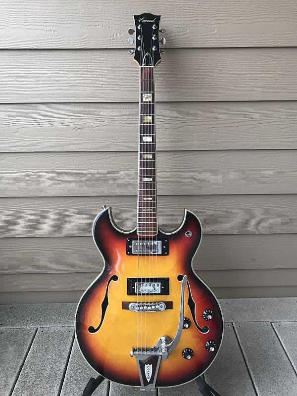 Conrad Vintage Model 40080 Guitar With Case 1970's - Sunburst | Reverb