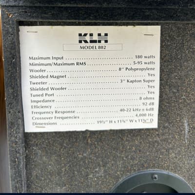 KLH Model 802 | Reverb