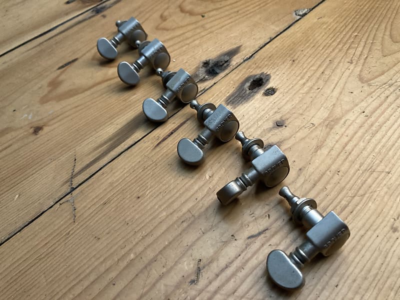 Grover Guitar Machine Heads Tuners 6 in line Satin Chrome | Reverb