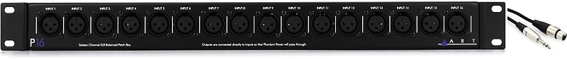 ART P16 16-channel XLR Balanced Patchbay Bundle with Hosa | Reverb