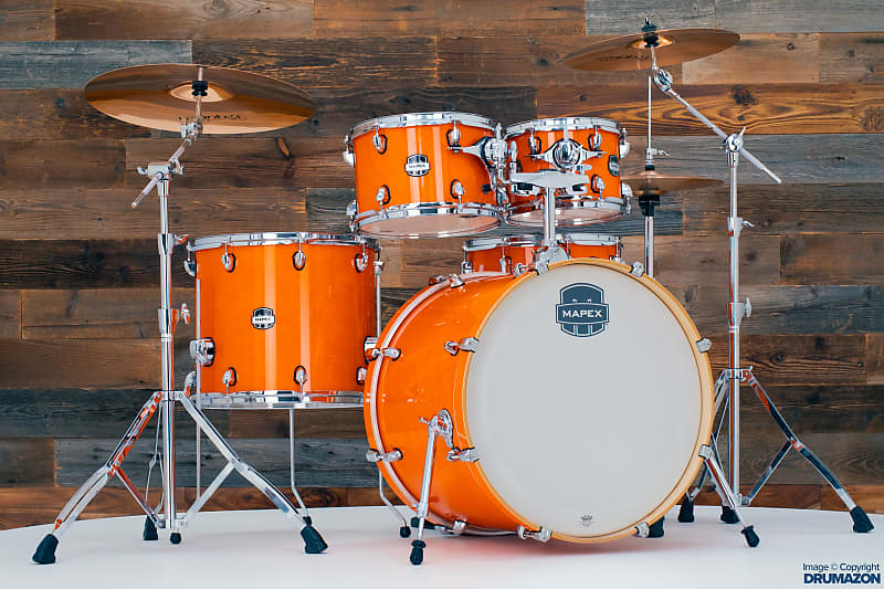 MAPEX MARS MAPLE 6 PIECE DRUM KIT, GLOSSY AMBER, FREE 8" | Reverb UK