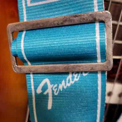 RARE Fender Ocean Turquoise Guitar Strap Metal Buckle Case | Reverb