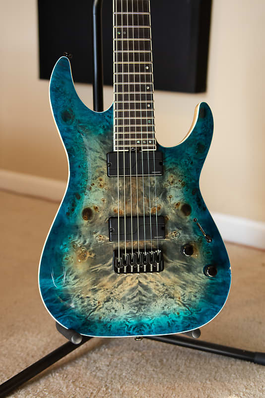 Schecter SLS Elite 7 Prototype 2019 - Turquoise Burl | Reverb