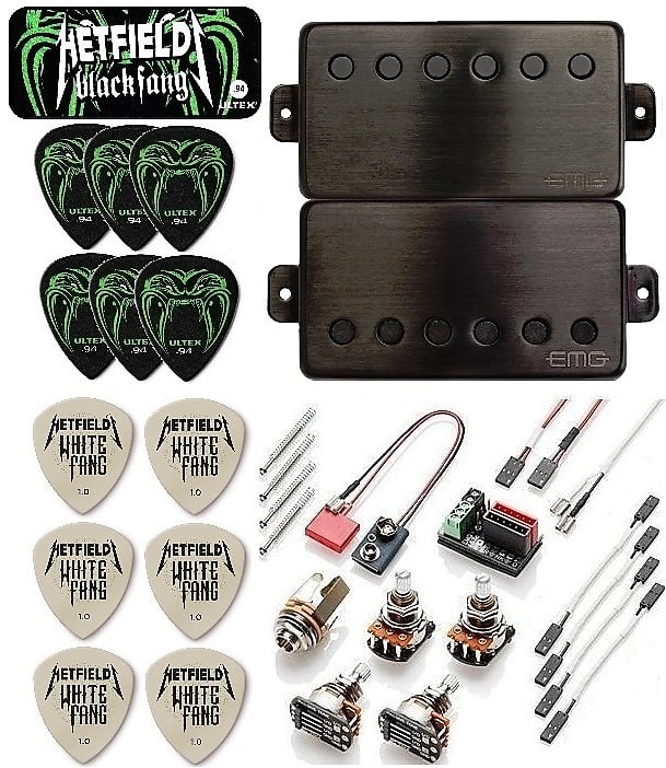 EMG F JH SET JAMES HETFIELD BRUSHED BLACK CHROME FLOYD SPACED | Reverb