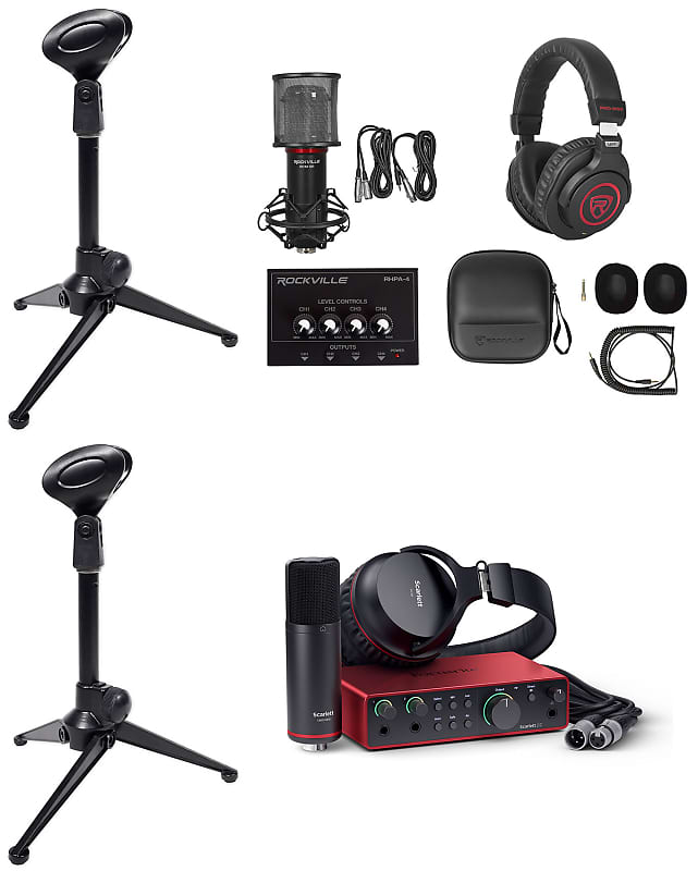 2-Person Podcast Recording Kit w/Scarlett 2i2 Studio 4th Gen | Reverb