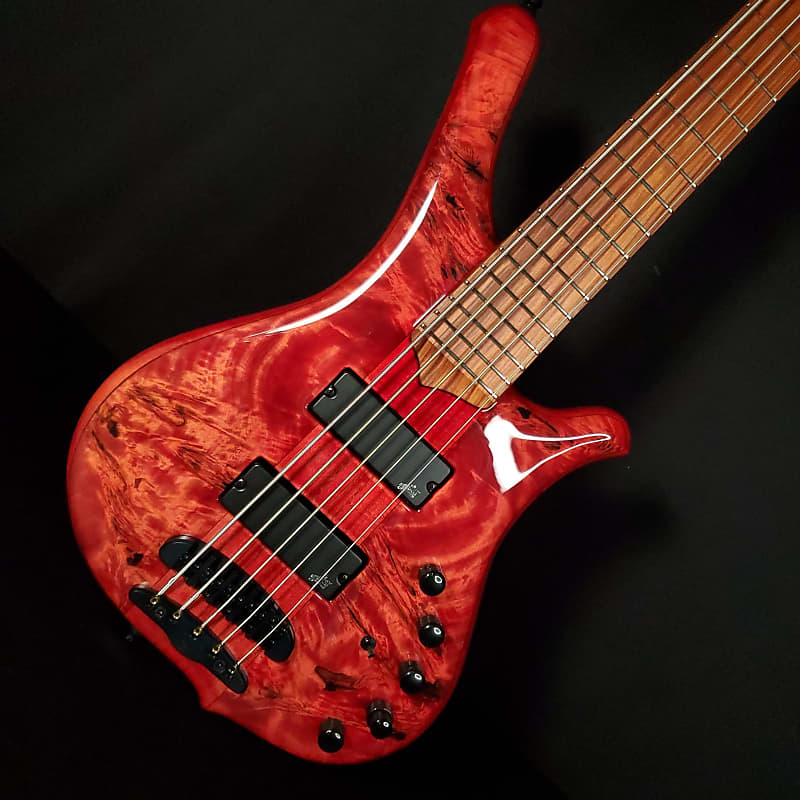 Mayones Comodous 5 String Neck Through Liquid Red Bass with | Reverb