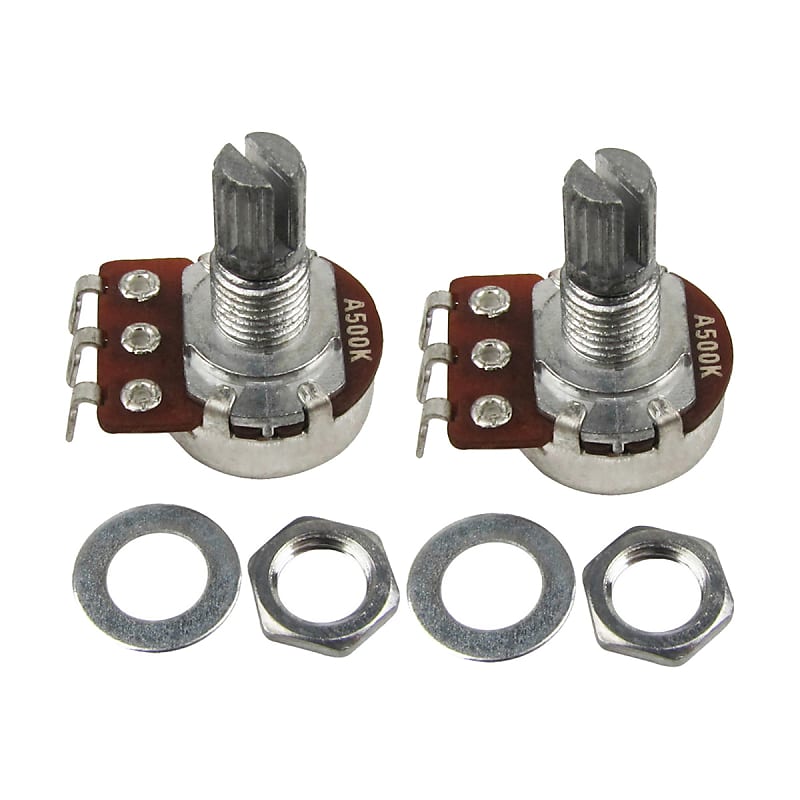 2PCS Guitar Small Potentiometers Short Split Shaft Pots A500K | Reverb