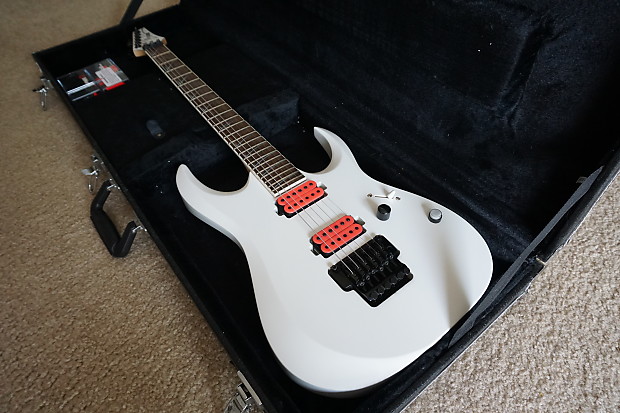 Ibanez RGD320 White w/ pink Dimarzio 'Illuminator' pickups | Reverb