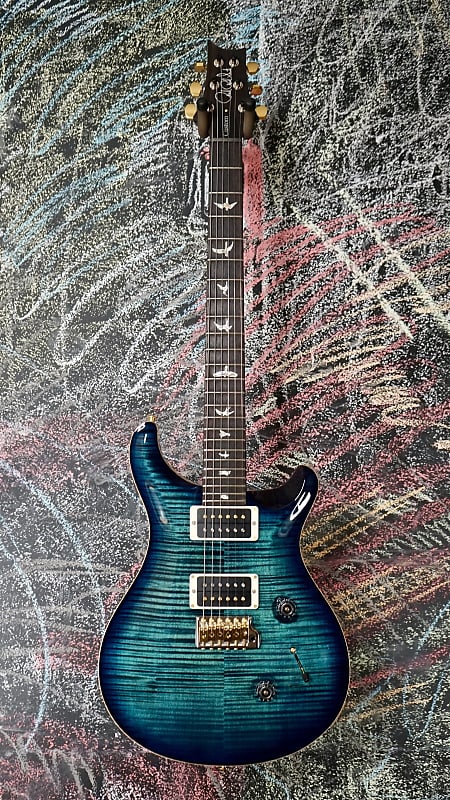 PRS Custom 24 Flame Maple Cobalt Blue Hybrid Package 10-top | Reverb