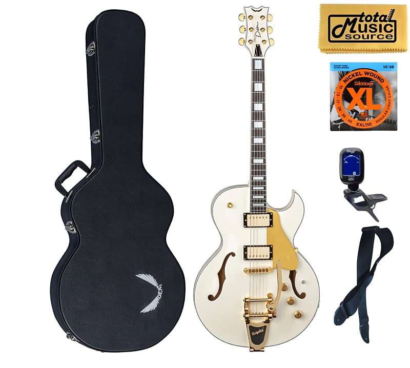 Dean Colt Bigsby w/Piezo Vintage White Semi Hollow Body, Hard | Reverb