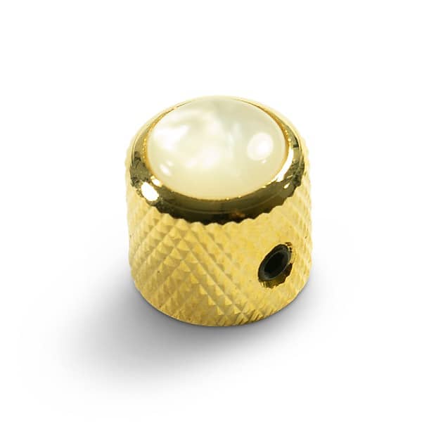 Q-Parts Knob With White Acrylic Pearl Inlay Mini Dome Gold | Reverb