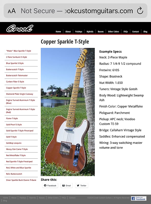 Crook Telecaster Tele T-Style 2010 - Copper | Reverb