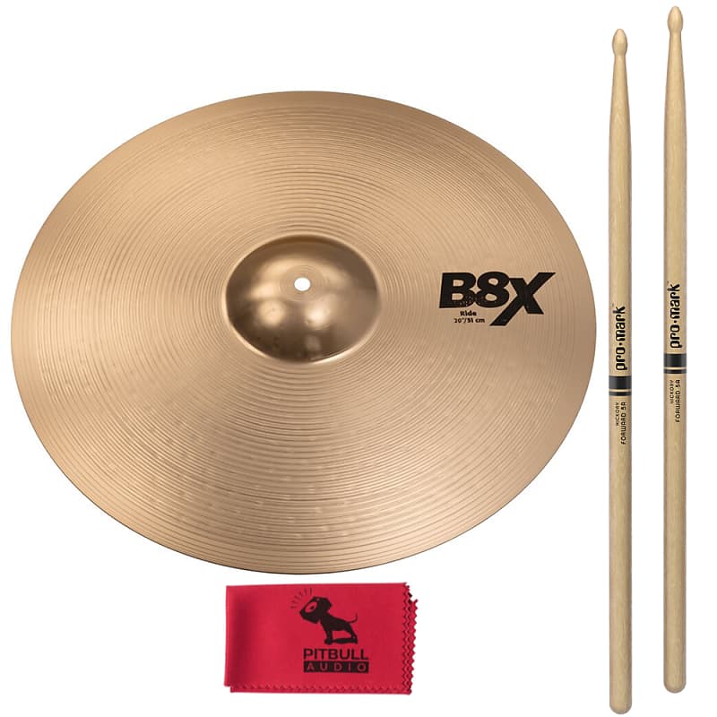 Sabian 42012X 20-Inch B8X Ride Drum Set Cymbal w/ Drumsticks | Reverb