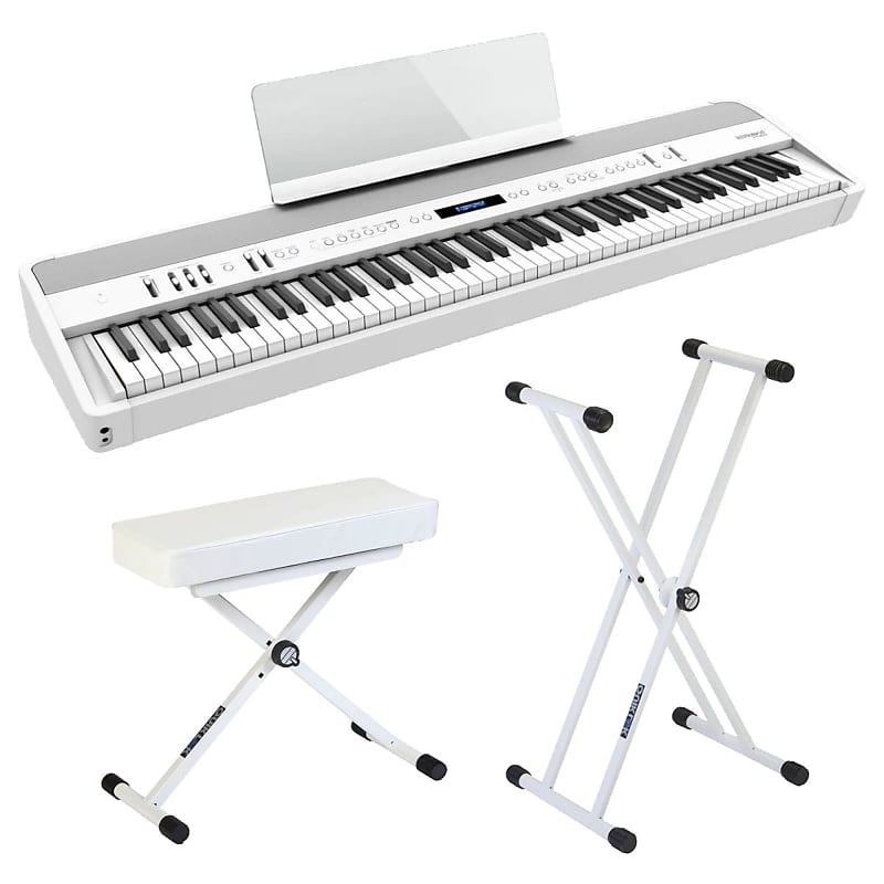Roland FP90X Portable Digital Piano; White Stand & Bench | Reverb UK