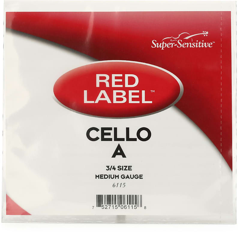 Super-Sensitive 6115 Red Label Cello A String - 3/4 Size | Reverb