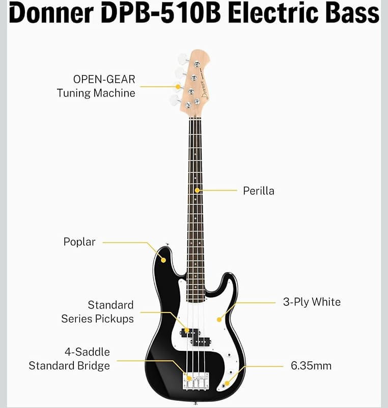 Donner DPB-510B BASS GUITAR | Reverb