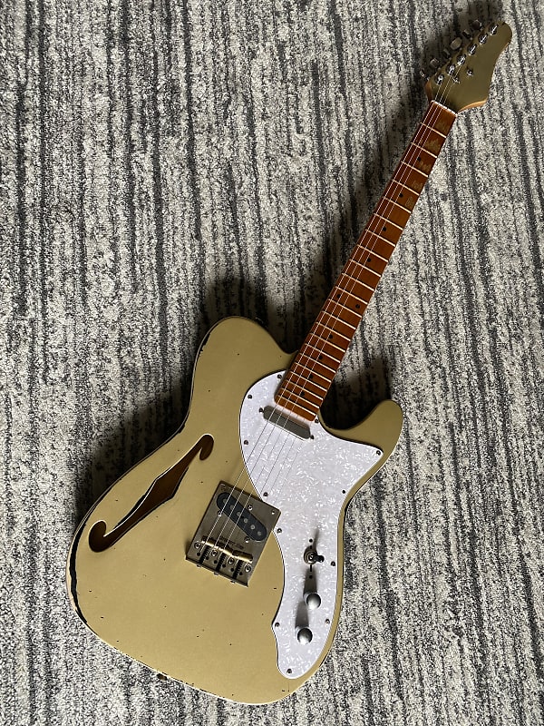Partscaster Thinline Telecaster Gold Top and Black Back Nitro | Reverb