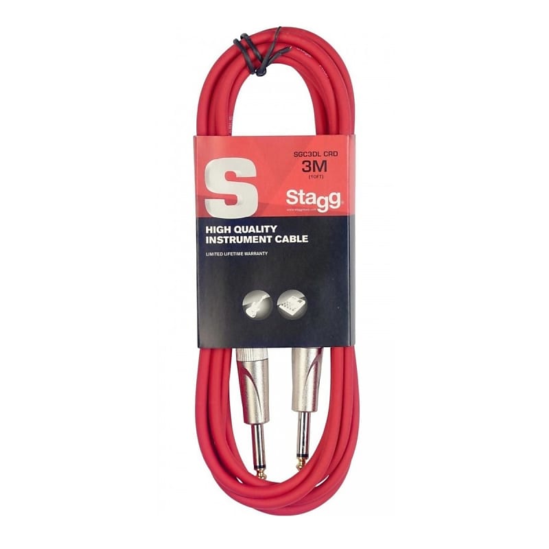 Stagg S-Series Deluxe Instrument Cable J-J - 6 Metre - RED | Reverb UK