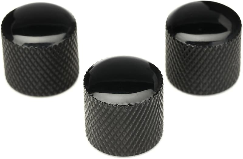 920D Custom Dome-top Knurled Metal Knobs - Black 3-pack | Reverb