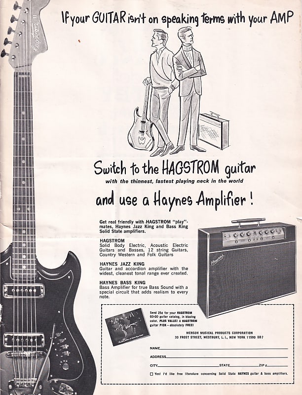Hagstrom II 1967 GUITAR VINTAGE FULL PAGE AD | Reverb