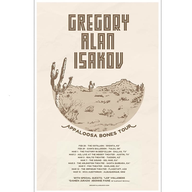 GREGORY ALAN ISAKOV - Appaloosa Bones Tour 2024 Ltd Ed New | Reverb