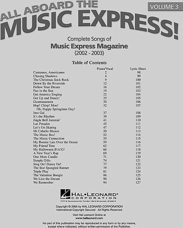 All Aboard the Music Express Vol. 3 - Complete Songs of Music | Reverb