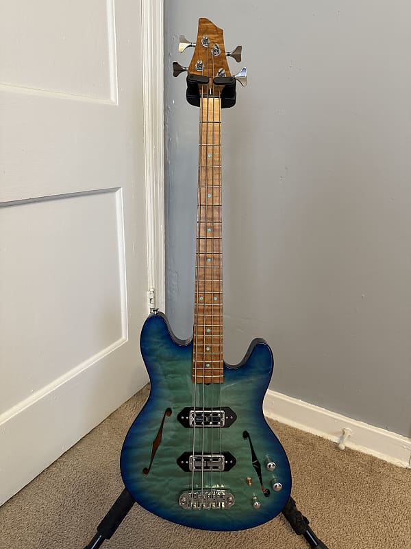 Warmoth Short Scale Starcaster Bass - Blue Burst | Reverb