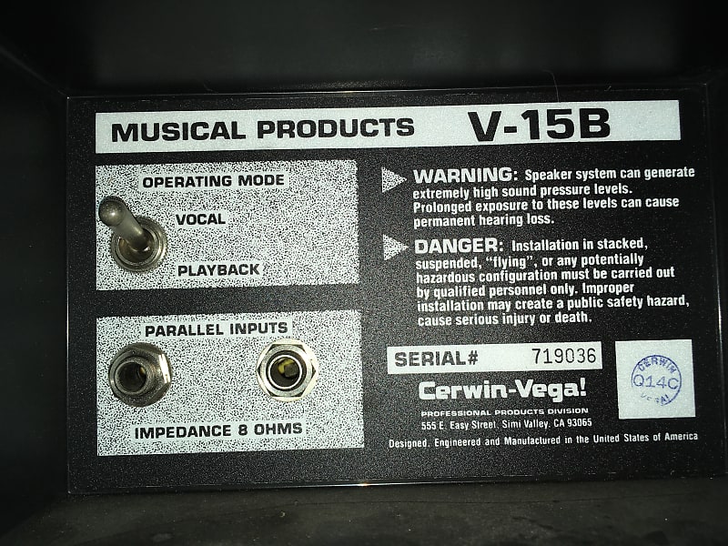 Cerwin Vega V-15B crossover units and input panels jack | Reverb