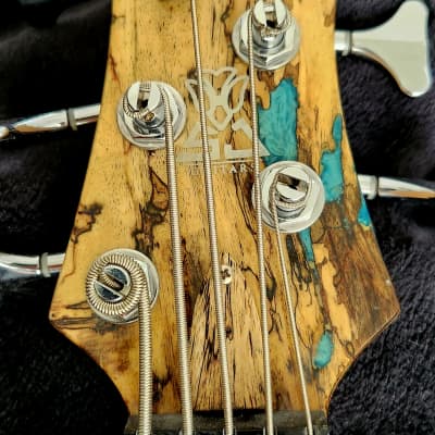 SJ Custom Guitars 5 string bass ,Spalted Mandarin / Epoxy, | Reverb