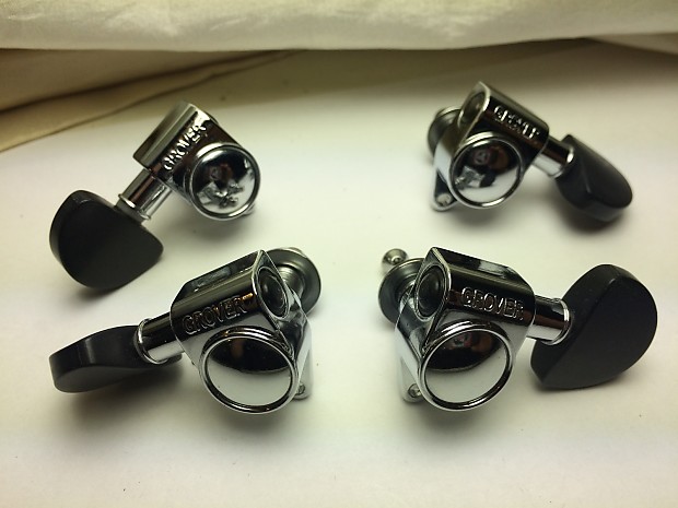 Four (4) Black & Chrome Grover Guitar Tuners from a 3x3 Set - | Reverb