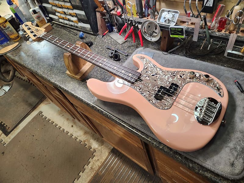 A most perfect pink P-bass - USA Lakland 44-64/Glaub in shell | Reverb