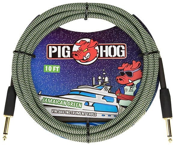 Pig Hog "Jamaican Green" Instrument Cable - 10ft. | Reverb