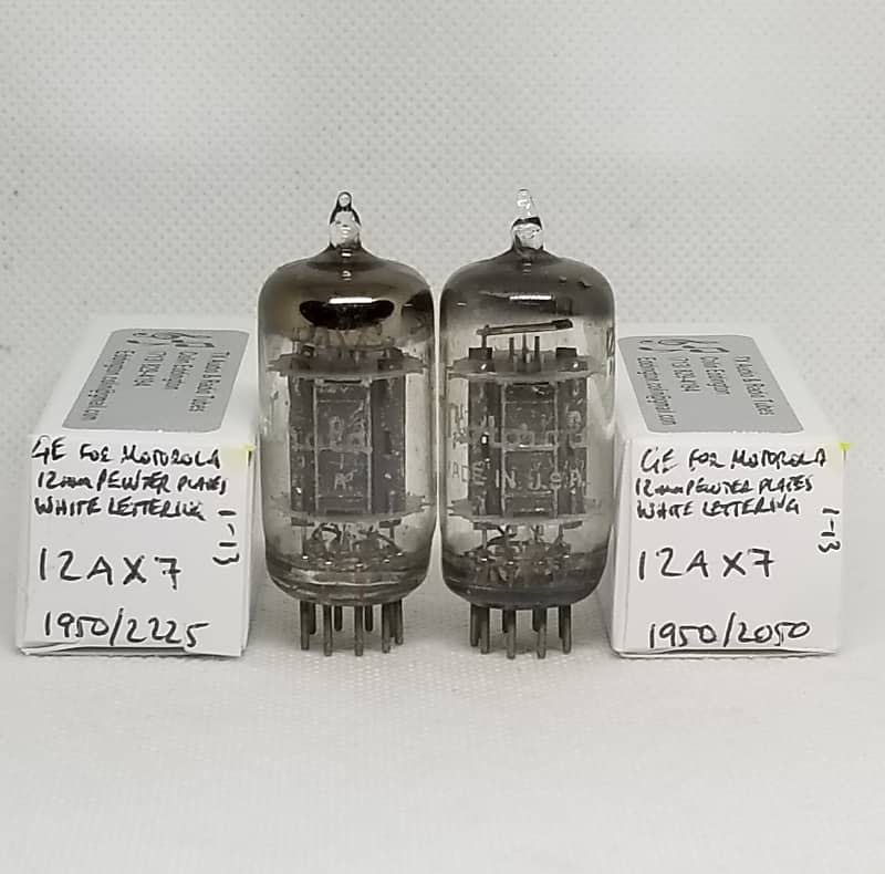 GE made for Motorola 12AX7 Long Pewter Plates Matched Pair | Reverb