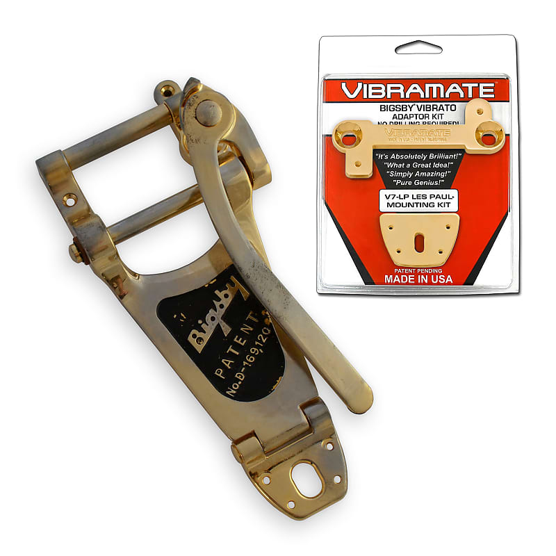 Aged Bigsby B7 Gold & Vibramate V7 Vibrato Tremolo Kit (Light | Reverb