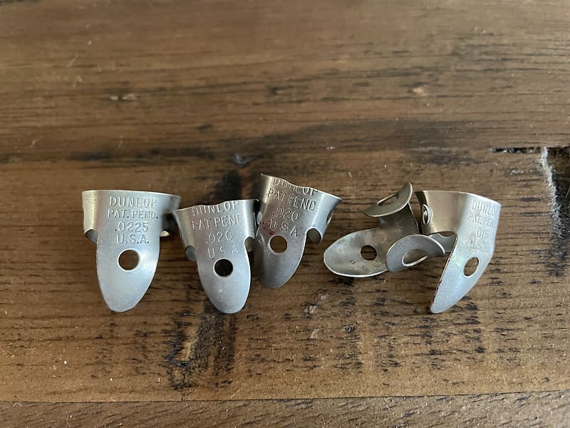 Vintage Dunlop Nickel Finger Pick Set (5) USA | Reverb