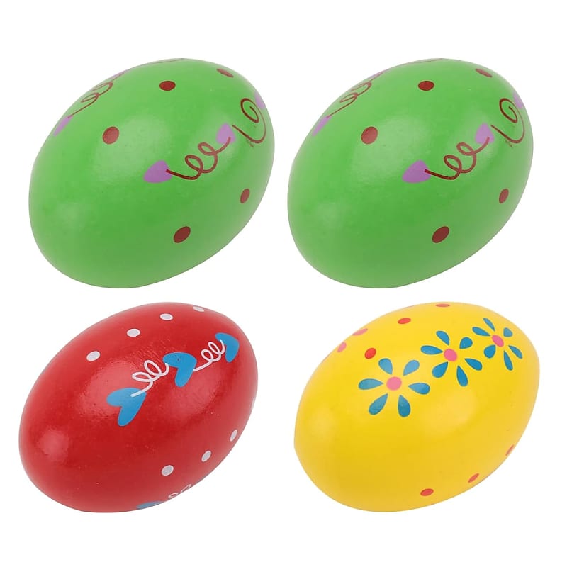 4Pcs Wooden Percussion Eggs Easter Colorful Egg Shakers | Reverb
