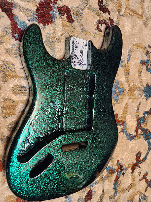 Left handed Strat body green sparkle 2020 | Reverb