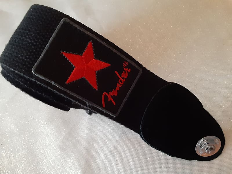 RARE Fender RED STAR Guitar STRAP WITH STRAP-LOCKS INCLUDED. | Reverb