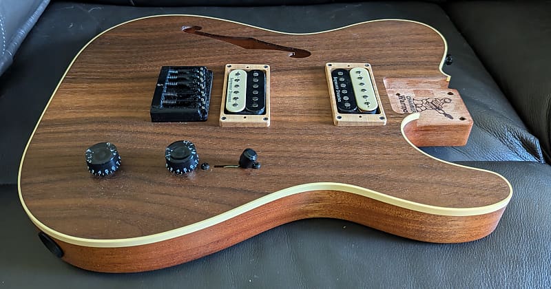 Warmoth Telecaster Chambered Body w/F Hole in Walnut/Mahogany | Reverb