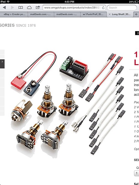 EMG- Solderless wiring kit 1 or 2 pickups- long shaft | Reverb