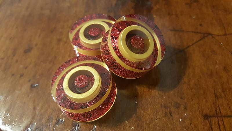 JAT CUSTOM GUITAR PARTS 3-Speed Knobs Gold / Red Flake | Reverb