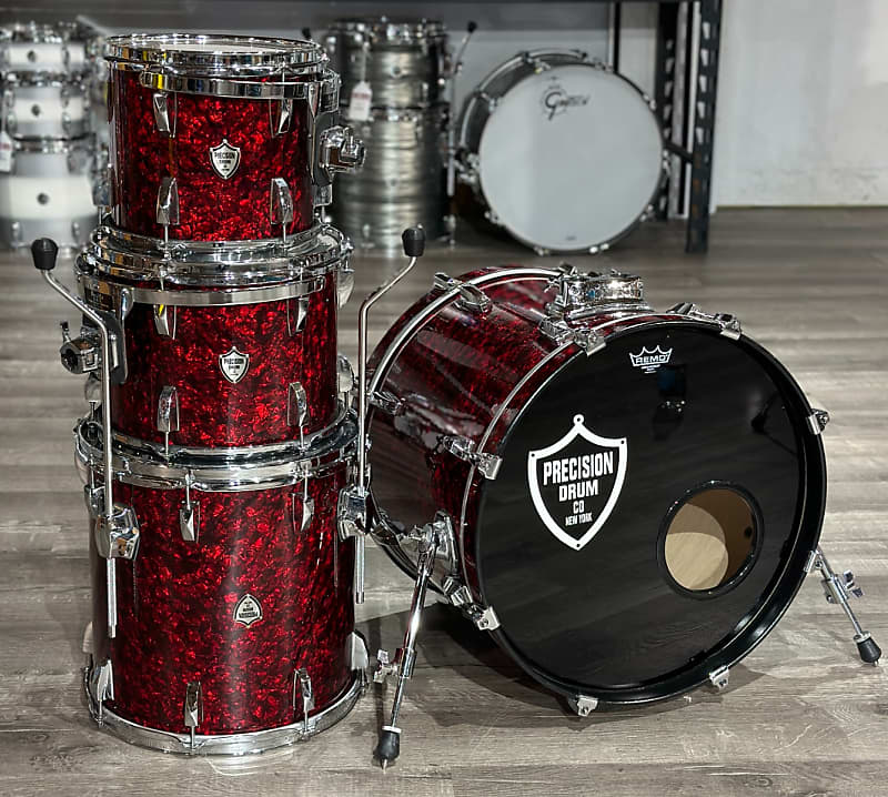Used Precision Drum Company 4pc Drum Set Red Pearl | Reverb
