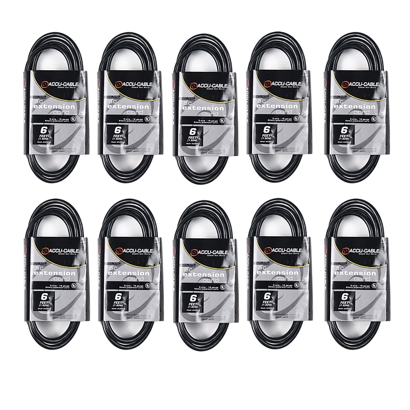 (10) ADJ ECCOM-6 Black 6FT IEC-Male-to-IEC-Female Power Link | Reverb