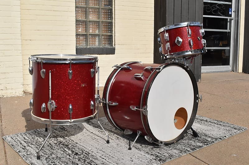Vintage Mismatched MIJ Drum Kit in Red Sparkle - 12, 16, 20 - | Reverb